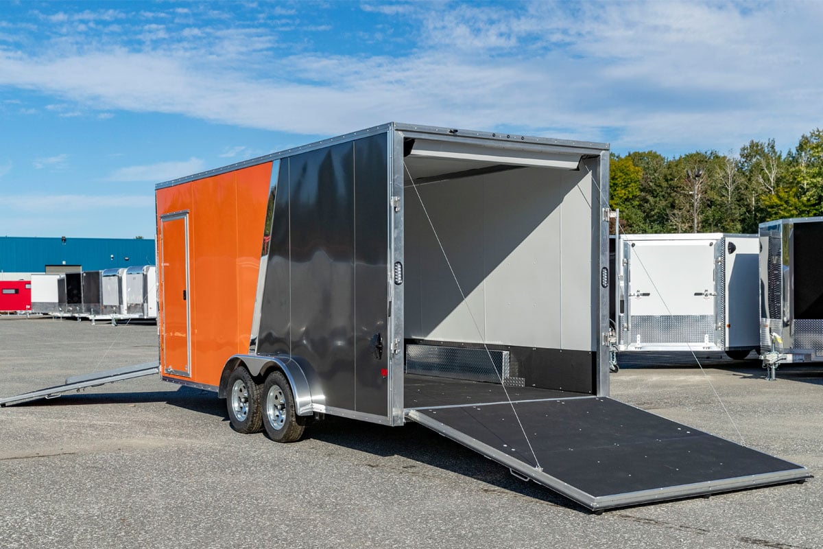 Enclosed 7 Wide Inline Snowmobile Trailers - Stealth All Aluminum Trailers